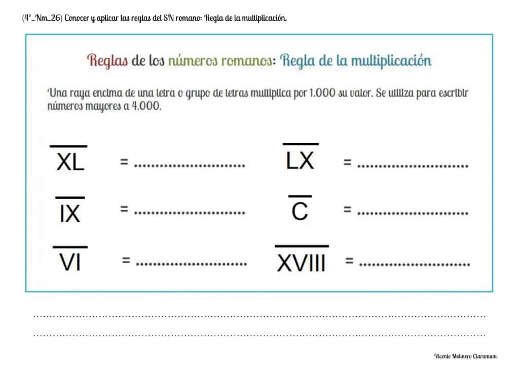 📚 Números Romanos del 1 al 1000 📚 4º Educación Primaria