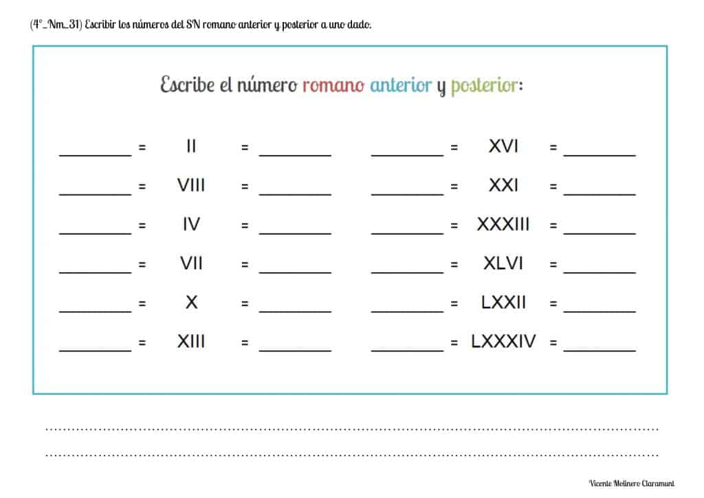 📚 Números Romanos del 1 al 1000 📚 4º Educación Primaria