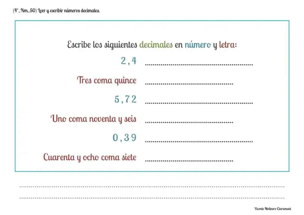 🔢 Sumar Números Decimales (hasta las Milésimas) 🔢 PDF