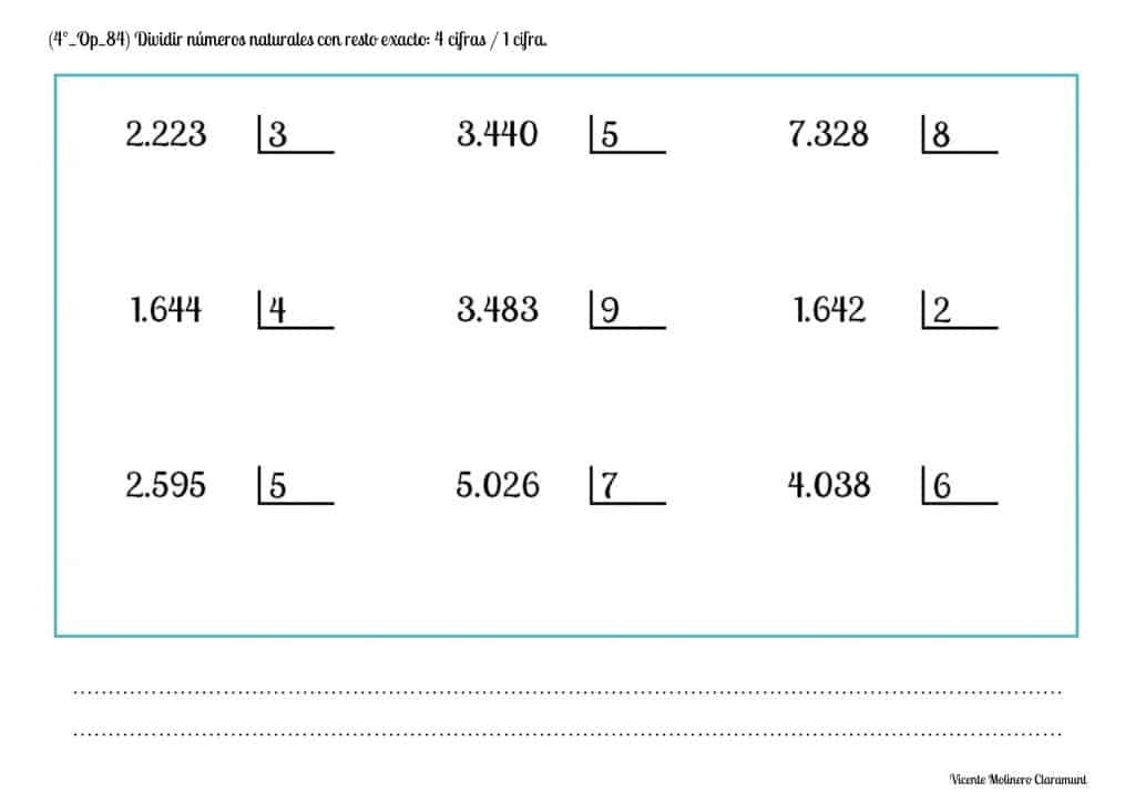 📚 Dividir por 1 Cifra 📚 4º Educación Primaria