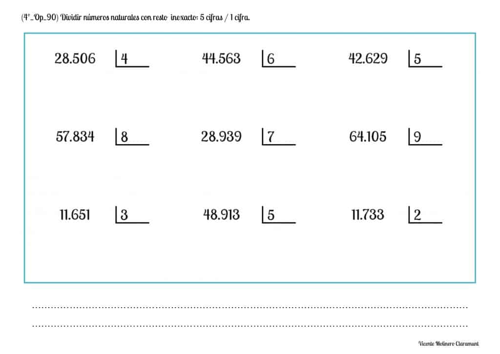 📚 Dividir por 1 Cifra 📚 4º Educación Primaria