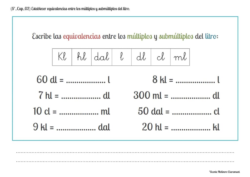 📚 Unidades de Capacidad 📚 6º Educación Primaria