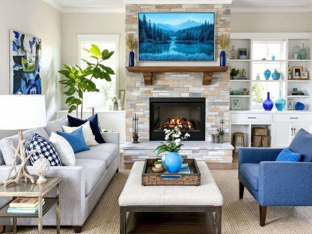 Inspiring Denim Blue Living Room Ideas