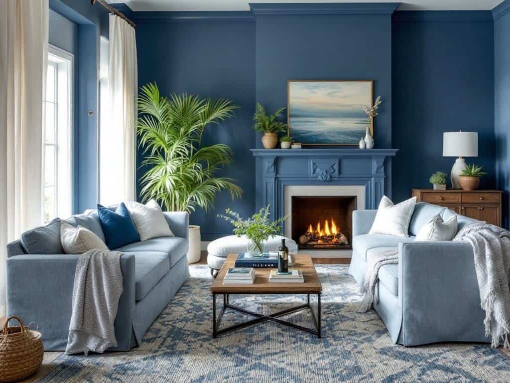 Inspiring Denim Blue Living Room Ideas