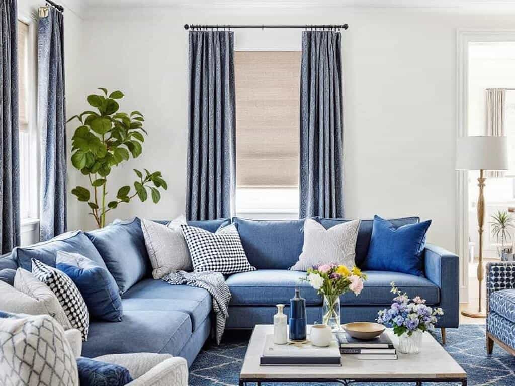 Inspiring Denim Blue Living Room Ideas