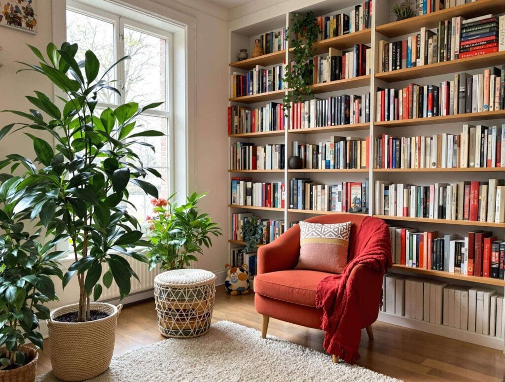 cozy library nook