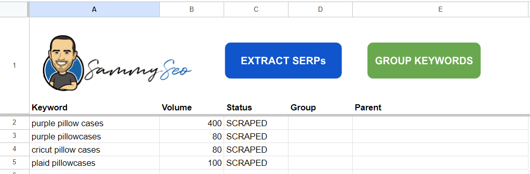 SERP Scraping & Keyword Clustering in Google Sheets | SammySEO