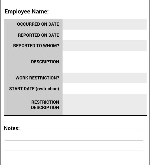 Non_work_injury_report | Safety 101 Help Site
