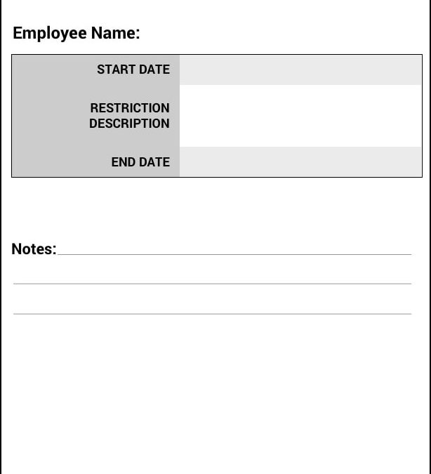 Work_restriction_report | Safety 101 Help Site