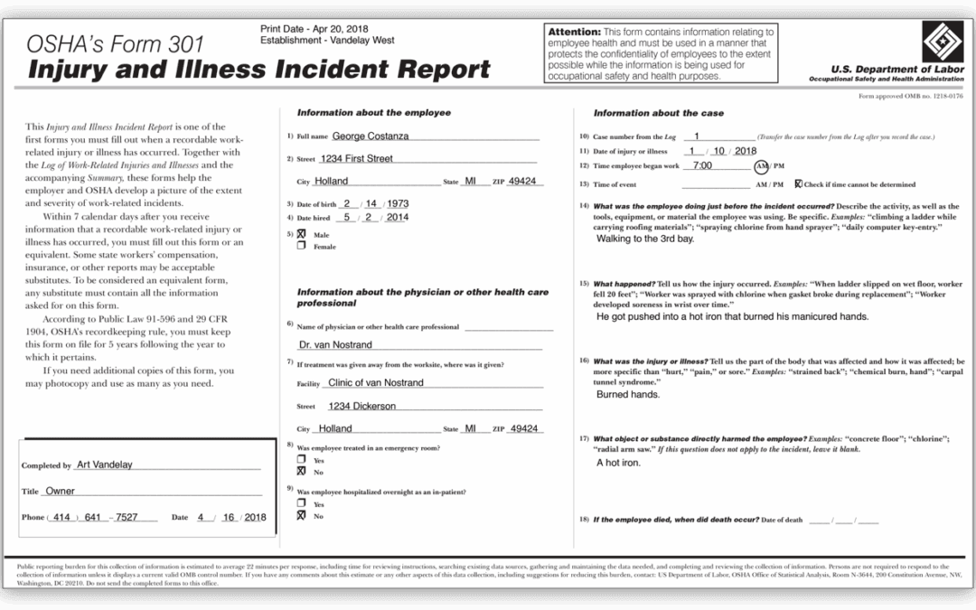 OSHA form 301 | Safety 101 Help Site