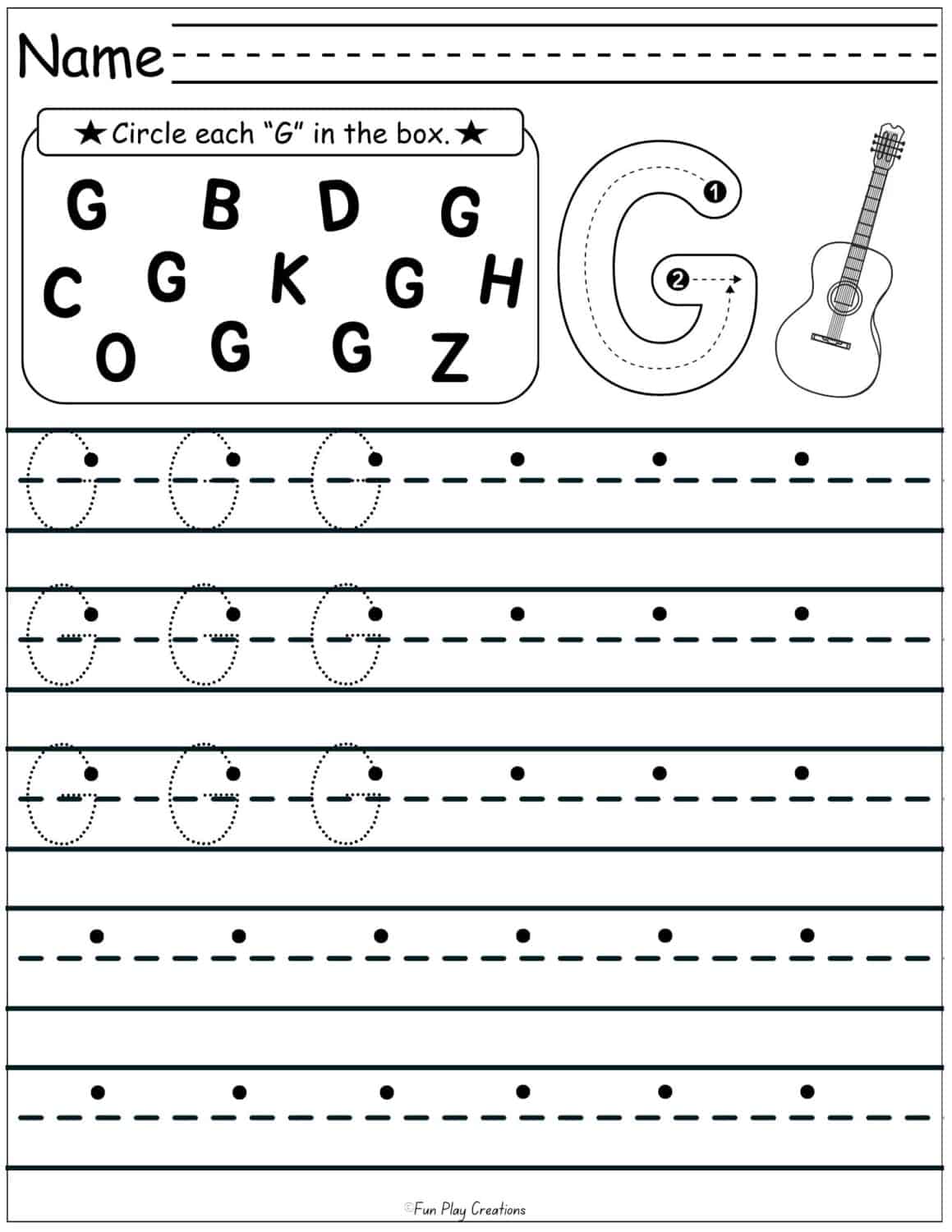 Printable Letter G Worksheets