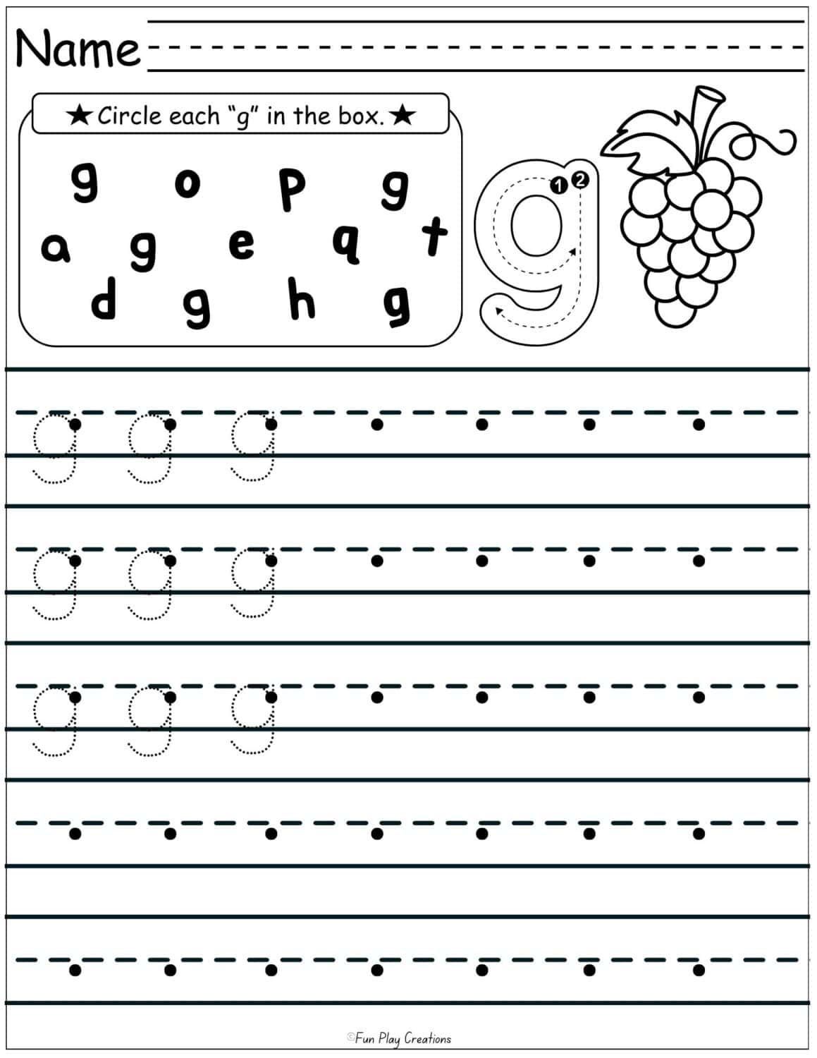 Printable Letter G Worksheets