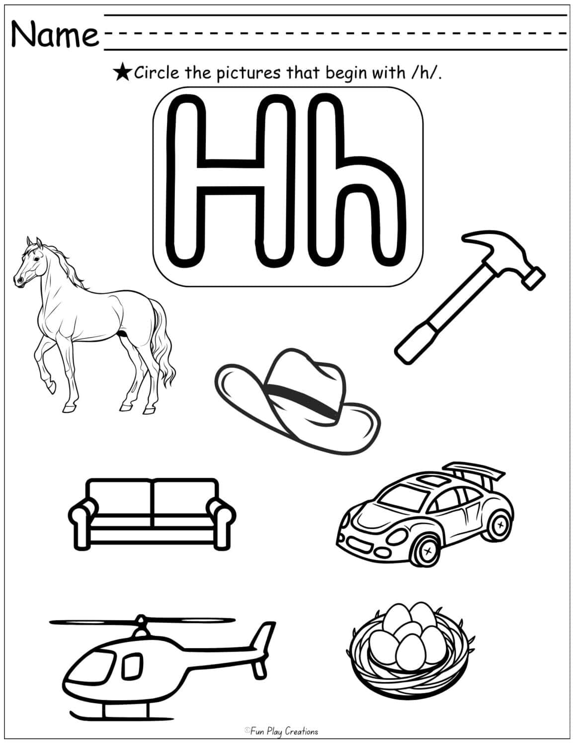 Free Letter H Worksheets