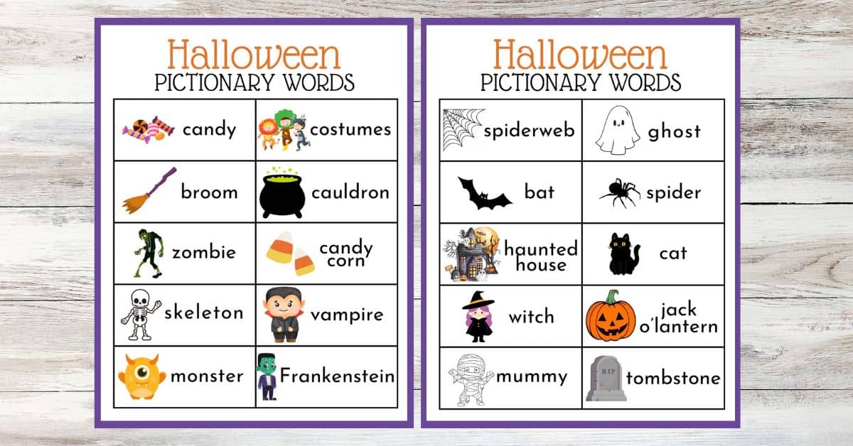 Halloween Pictionary Printable