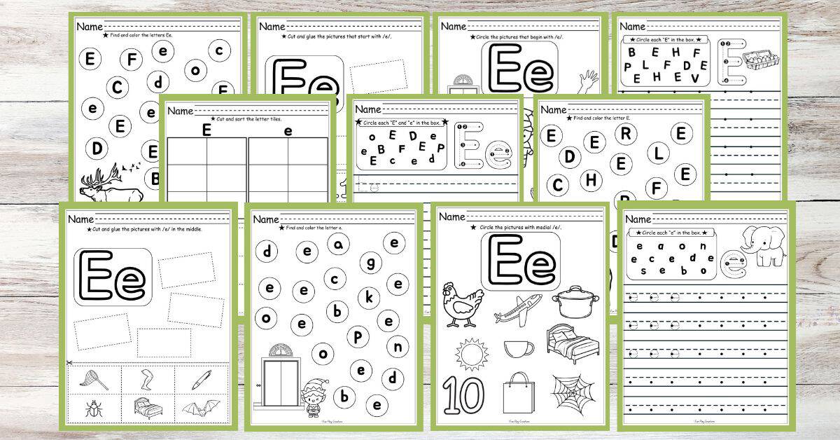 lowercase e worksheet free