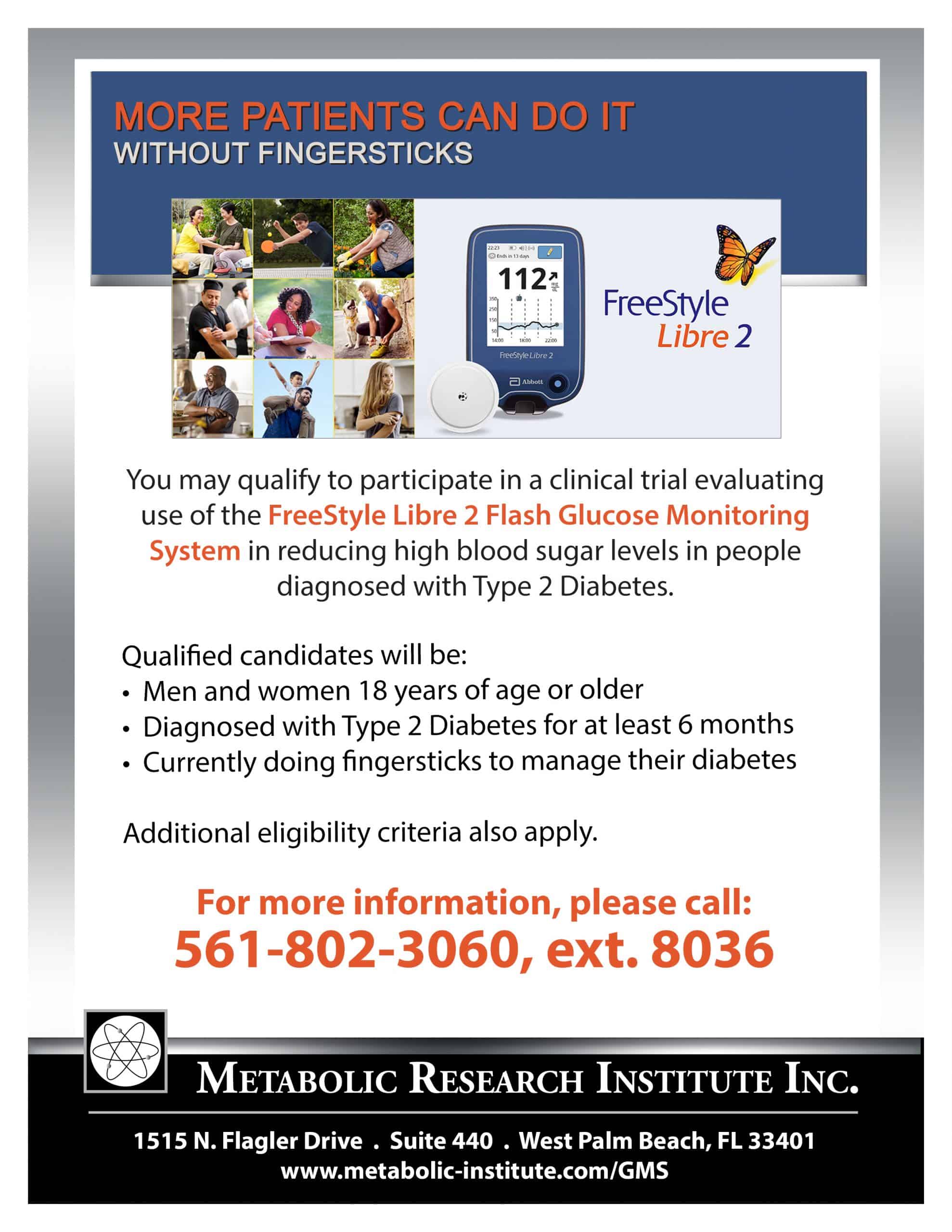 GMS Freestyle Libre 2 Flash | Clinical Study | West Palm Beach FL