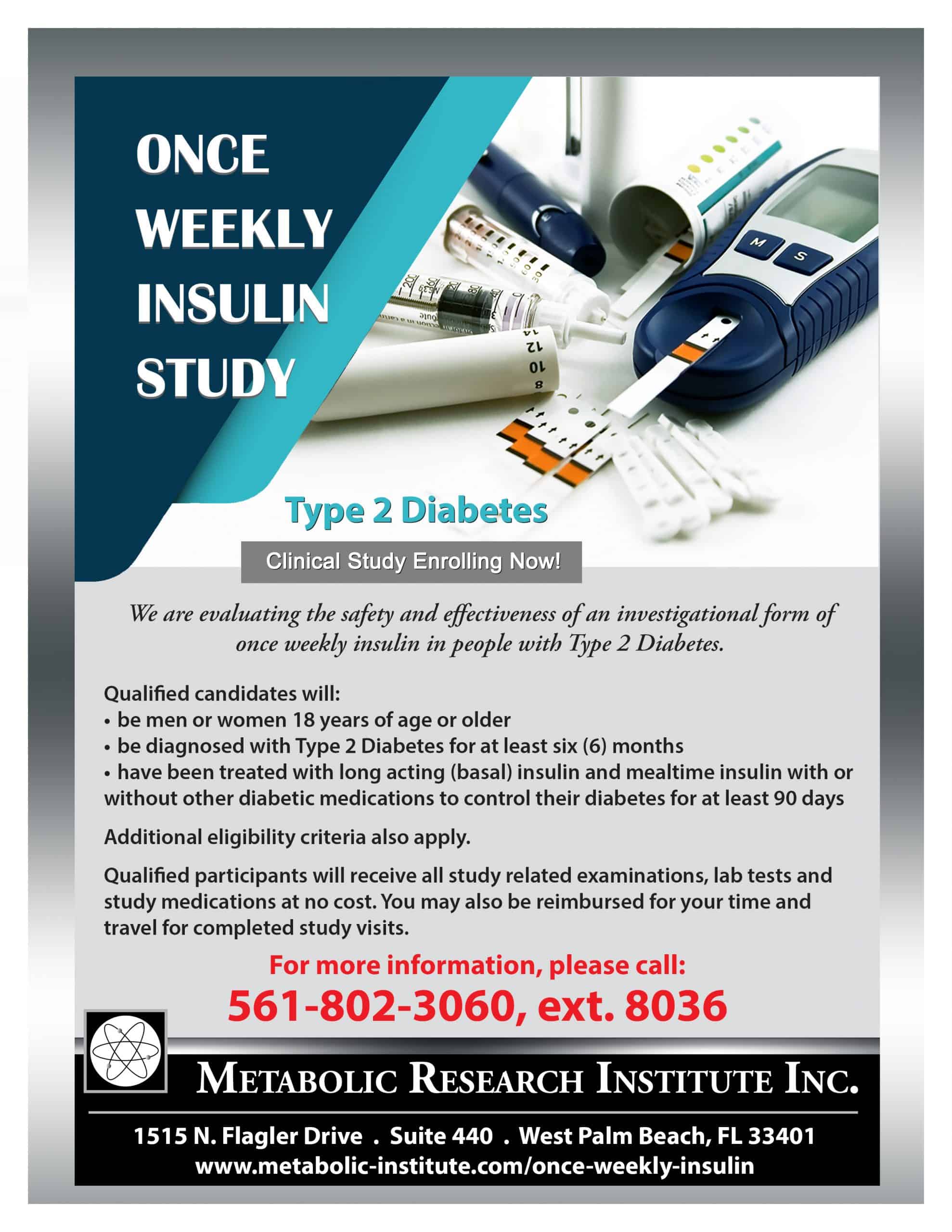 Once Weekly Insulin Study for Type 2 Diabetes | West Palm Beach FL
