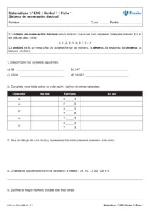 📚 Fichas 1º ESO Bruño 📚 Matemáticas PDF 2022