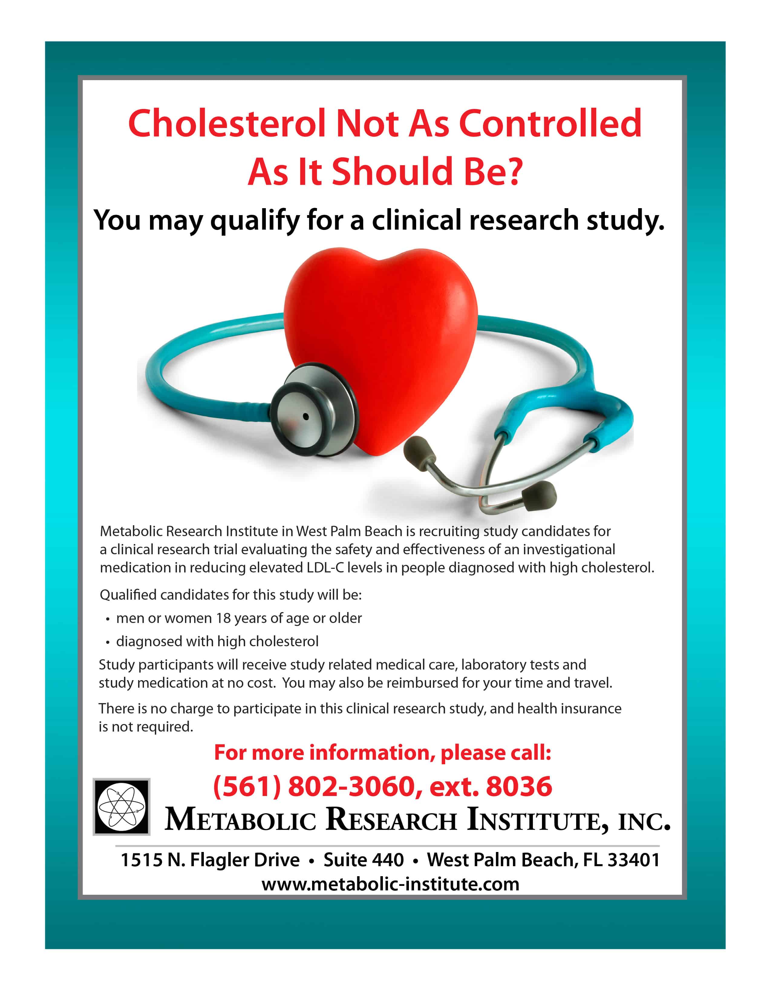High Cholesterol Clinical Trial | West Palm Beach | Research Trial