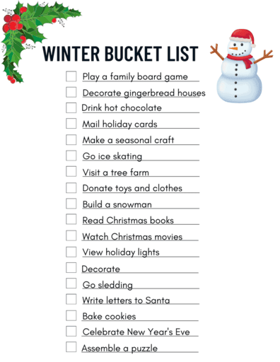 Winter Bucket List Printables - planningforkeeps.com