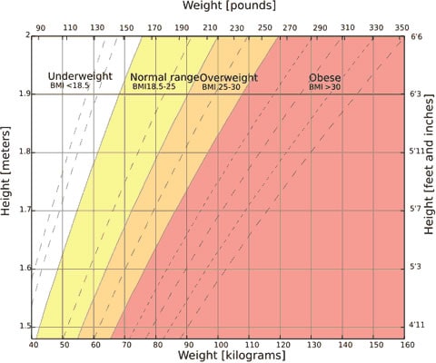 How much should I weigh for my height and age? Measure your BMI chart