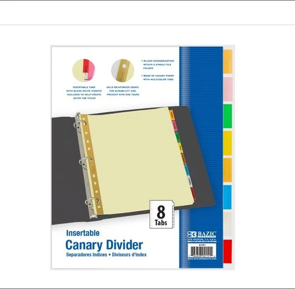 Manila Paper Dividers with Tabs, 3 Ring Binders