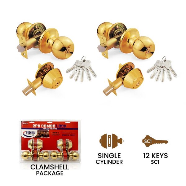 Entry Door Lock Set with Deadbolt -2 sets Front Door-Back Door