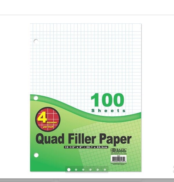 Quad Ruled Paper, 1 Inch Squares - Mazer Wholesale