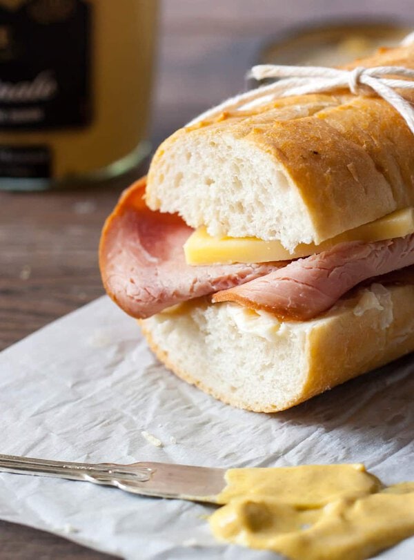 French Ham and Butter Sandwich ( Jambon Beurre ) - Basil And Bubbly