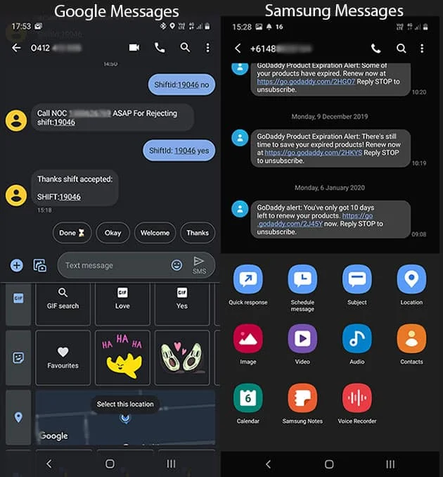 Google Messages vs. Samsung Messages (2023) - The Best App
