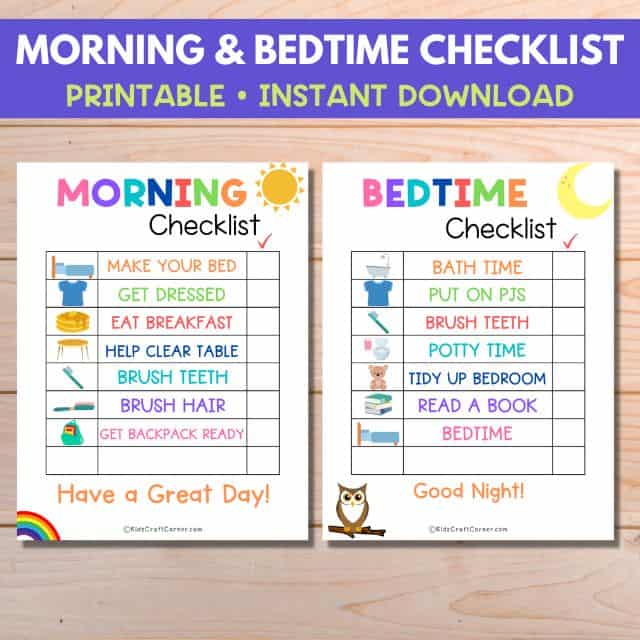 Morning and Bedtime Chore Routine Charts - Kidz Craft Corner