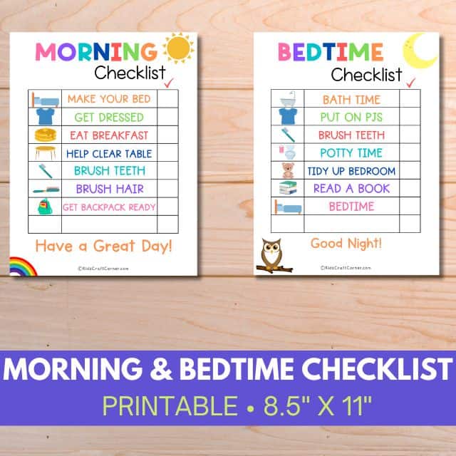 Morning and Bedtime Chore Routine Charts - Kidz Craft Corner