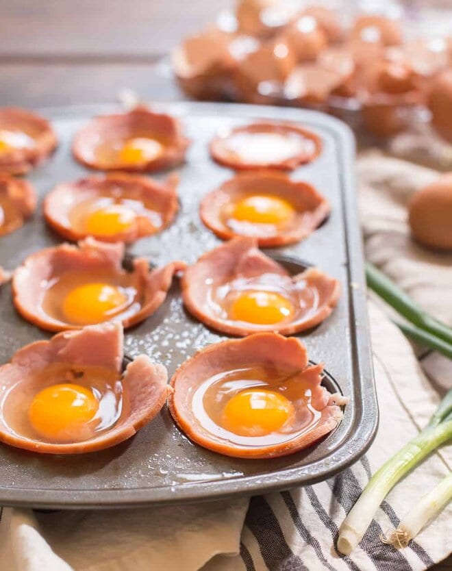egg cups with ham