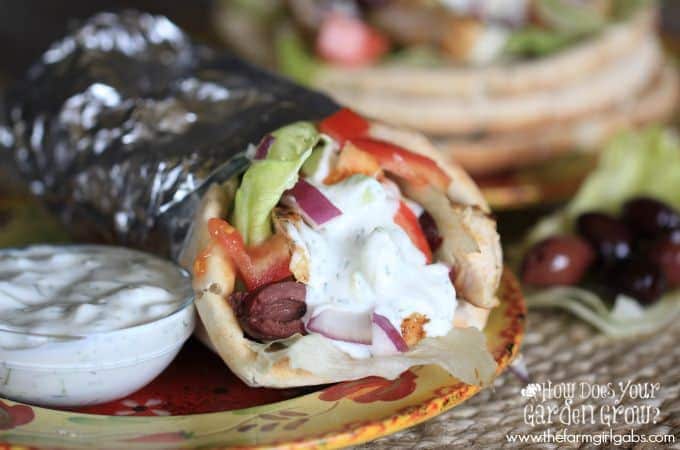 Grilled Chicken Gyros with Tzatziki | www.thefarmgirlgabs.com