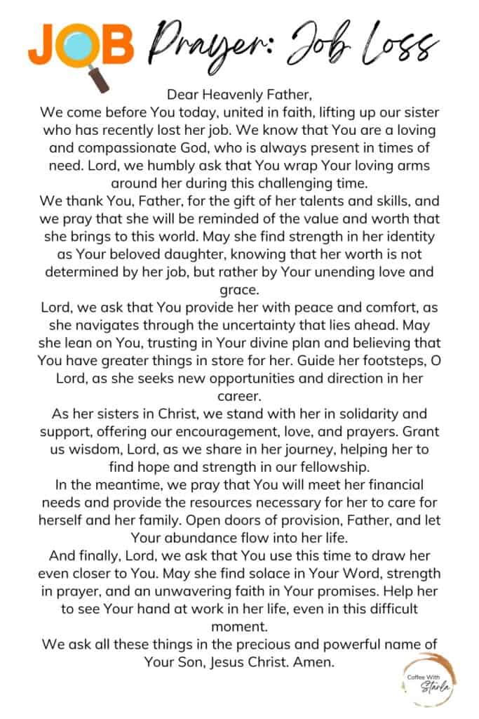 Powerful Prayer For Someone Who Lost Their Job - Coffee With Starla