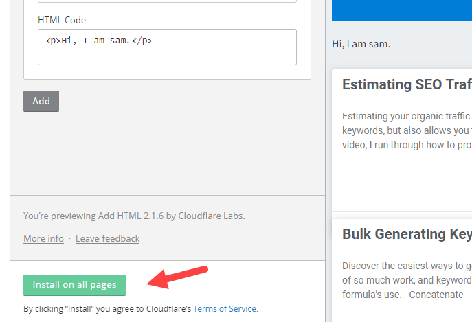 Injecting HTML Code “Server-Side” with Cloudflare | SammySEO