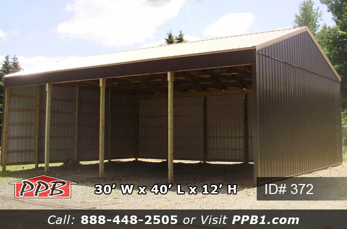 372 - Three-Sided Post Frame Building 30x40x12 - Pioneer Pole Buildings ...