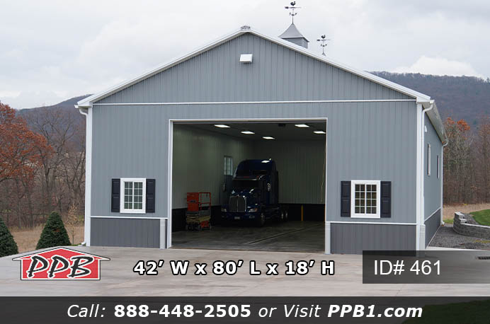 461 - Custom Commercial Pole Building 42x80x18 - Pioneer Pole Buildings ...