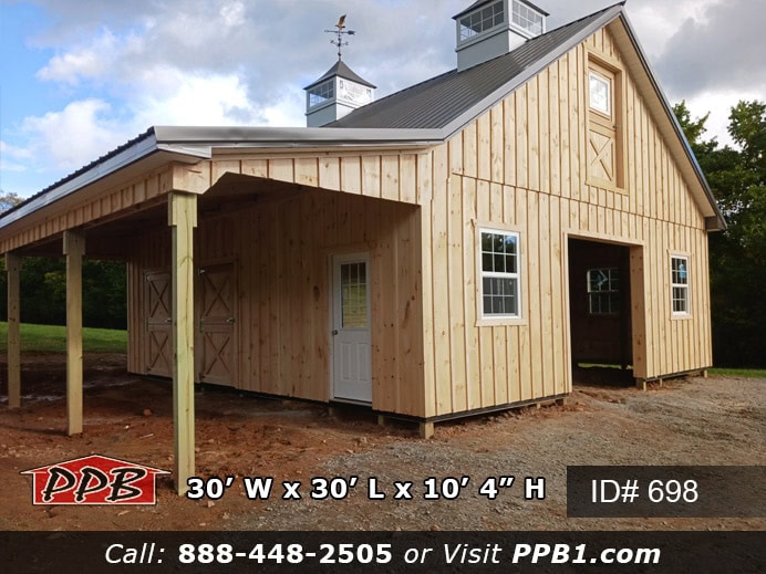 698 - Board & Batten Building with Lean-To & Attic - Pioneer Pole ...