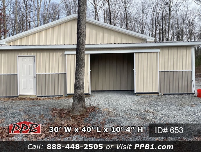 653 - Two-Tone Garage with Lean-Tos - Pioneer Pole Buildings, Inc.