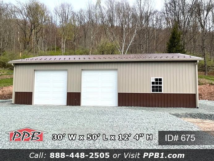 675 - Brown Two-Tone Two-Car Garage - Pioneer Pole Buildings, Inc.