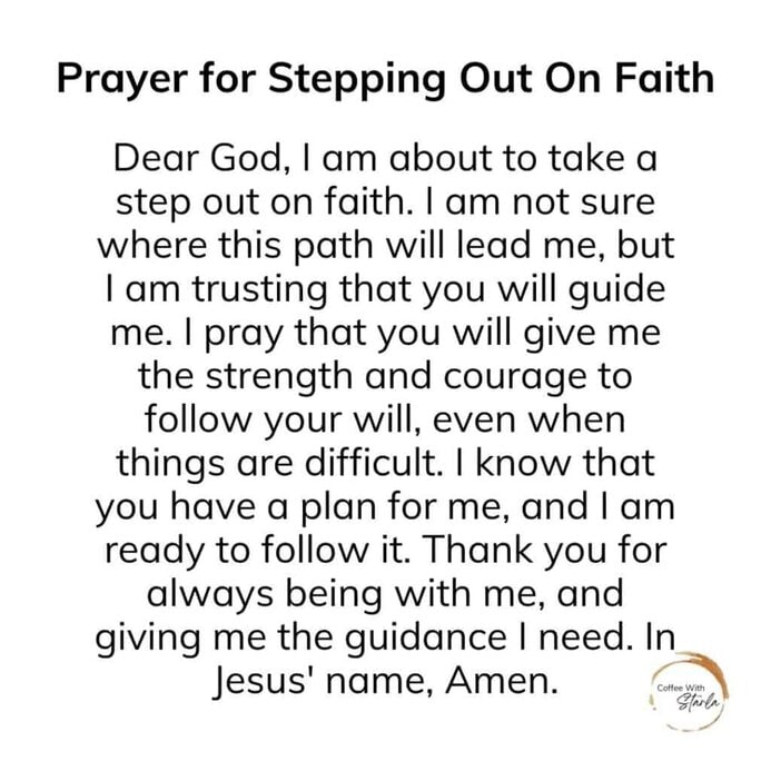 Stepping Out On Faith Prayer And Bible Verses - Coffee With Starla