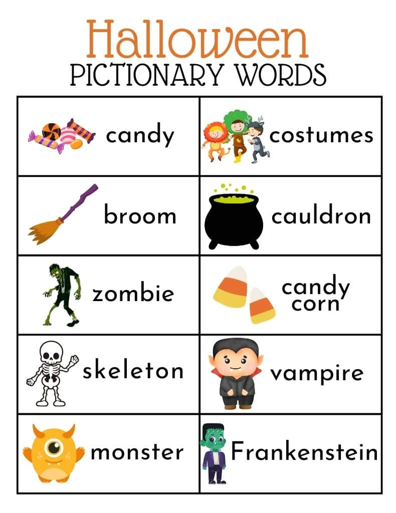 Halloween Pictionary Printable