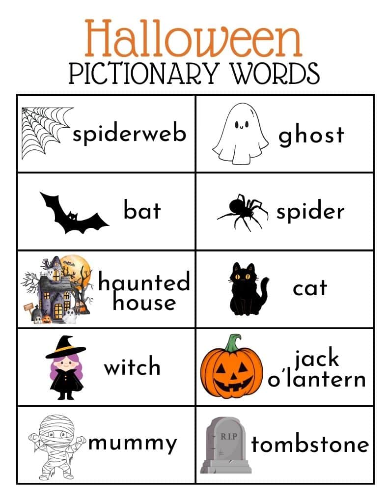 Halloween Pictionary Printable