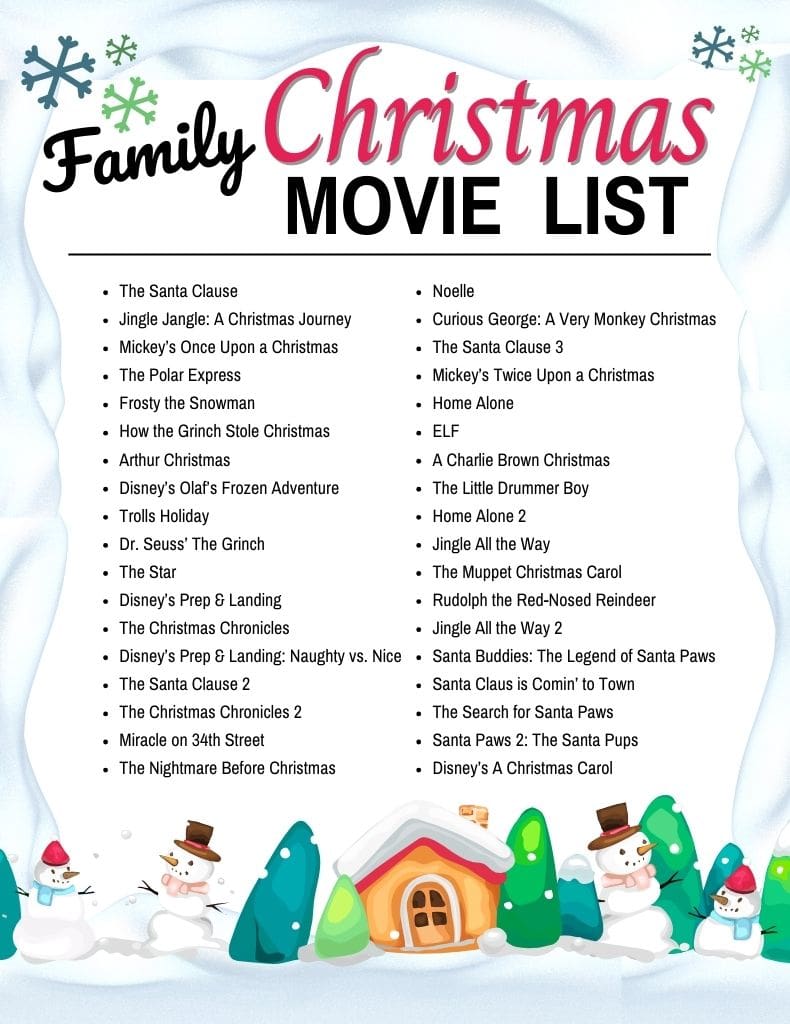 Printable Christmas Movie List