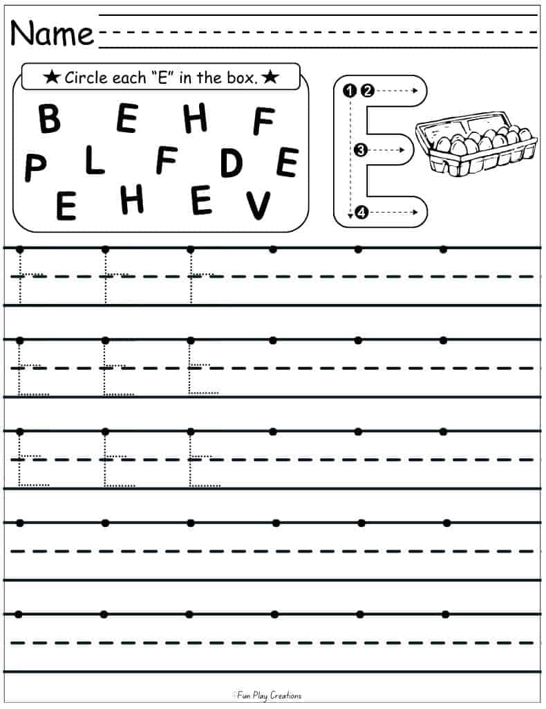 Free Letter E Worksheets