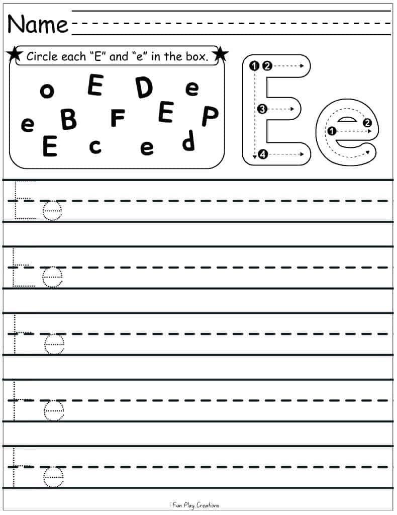 Free Letter E Worksheets