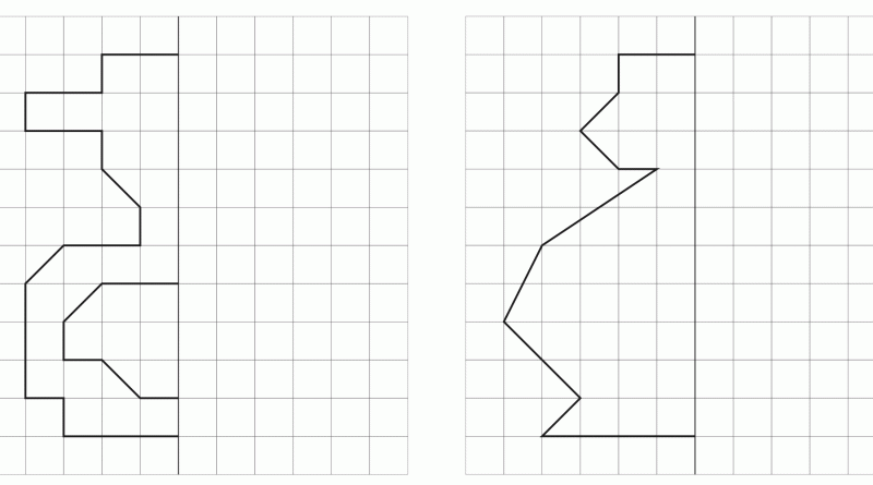 Simetrija rūtiņās | Krāsojamās lapas bērniem