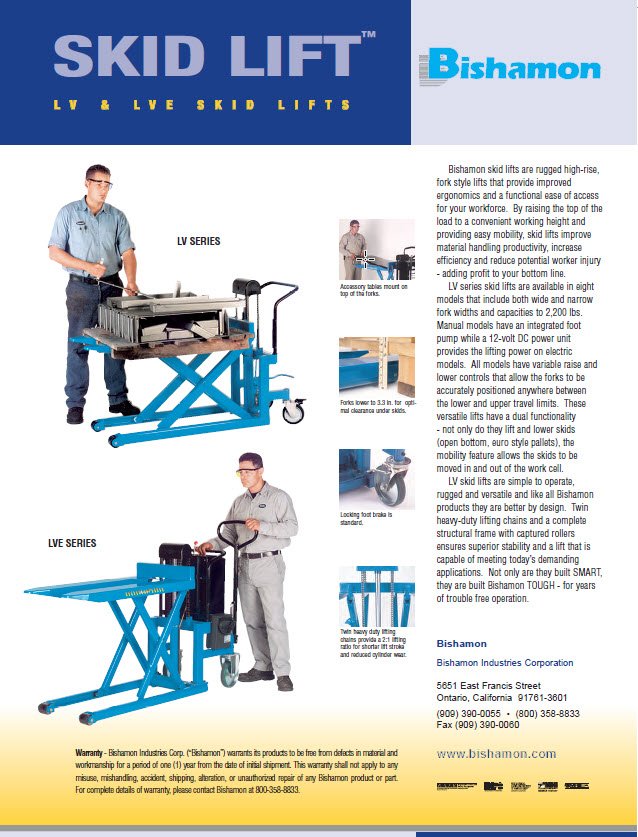 Download Manuals & Brochures | Bishamon Lift Tables & Jacks