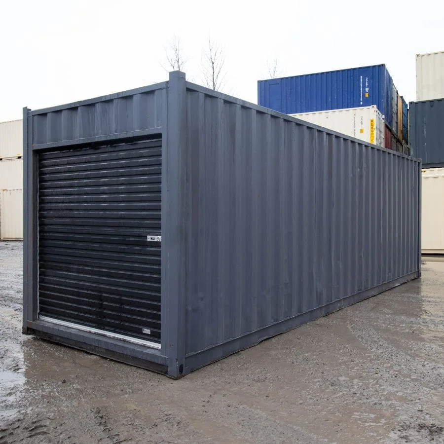 25′ Cut-Down Shipping Container w/Roll-Up Door - CUSTOM CUBES